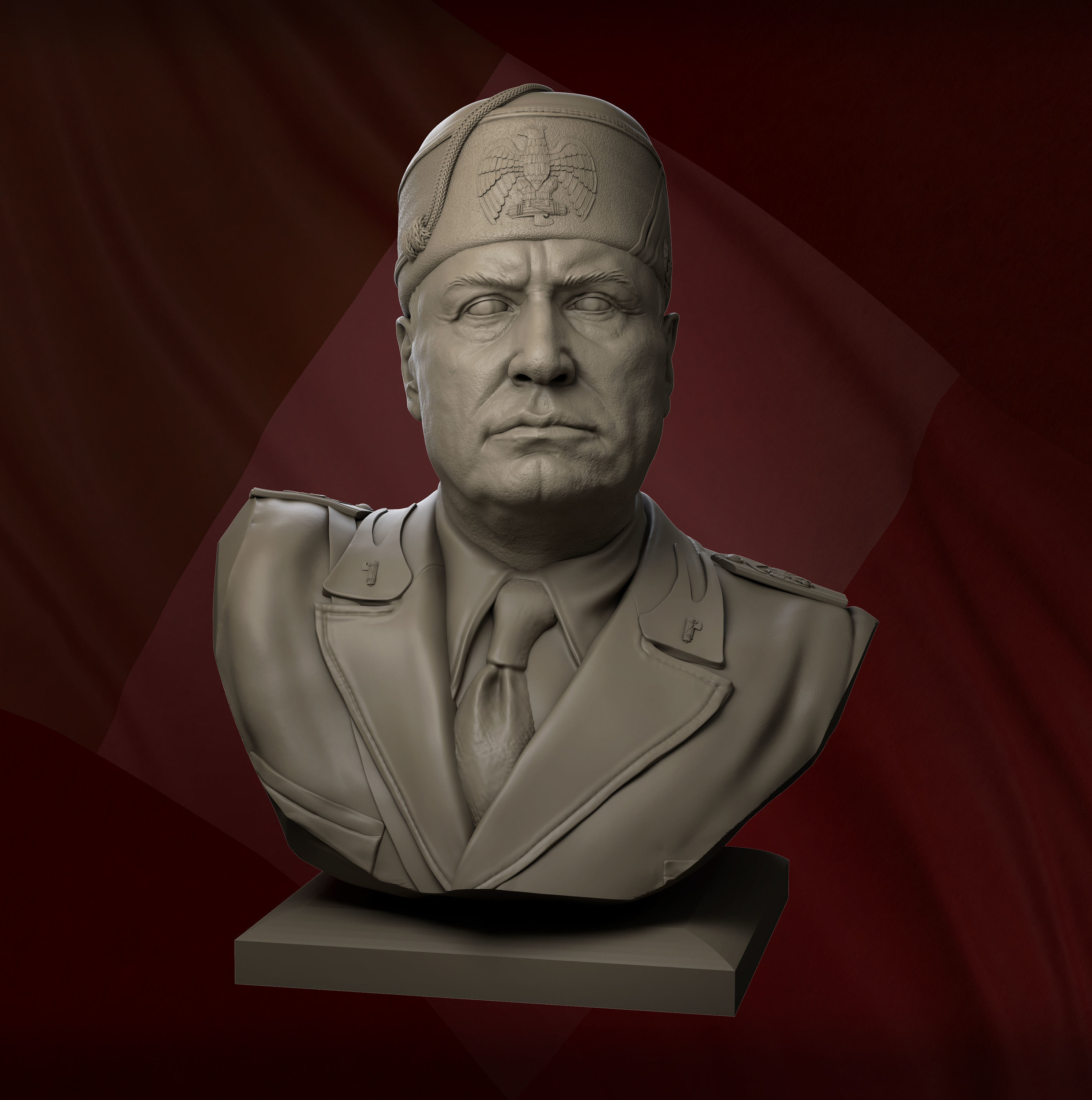 BENITO MUSSOLINI 3D Bust Sculpture, Italian Fascist Dictator Room ...