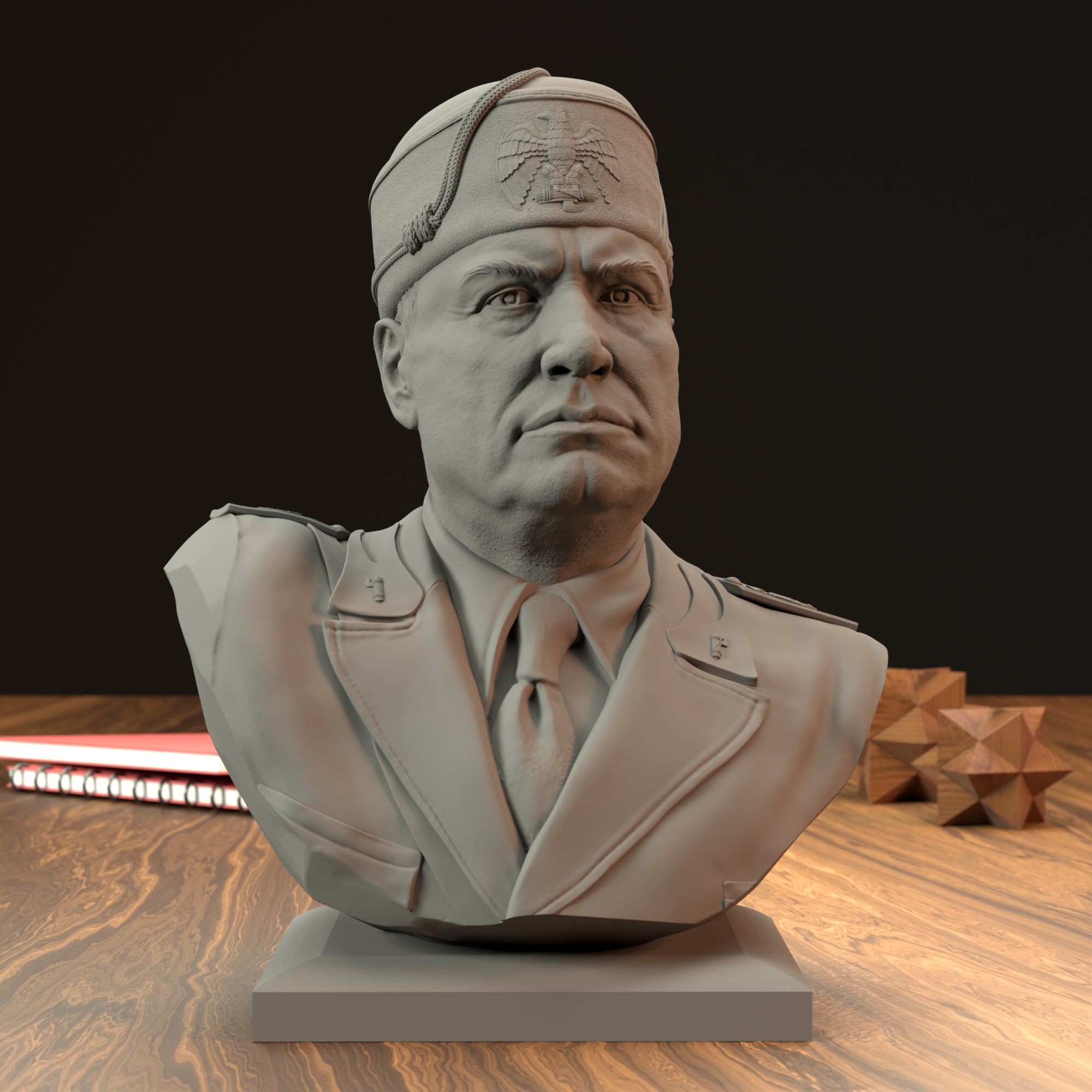 Benito Mussolini 3D Bust Sculpture, Italian Fascist Dictator Room ...