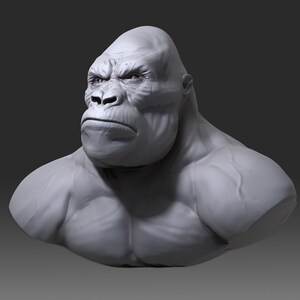 Gorilla Bust Sculpture, Paintable Animal for Room Decoration Art Statue ...