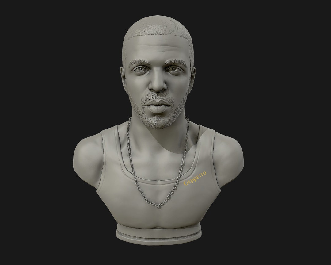 DRAKE 3D Printed Resin Bust Sculpture, Famous Afro American Musician ...
