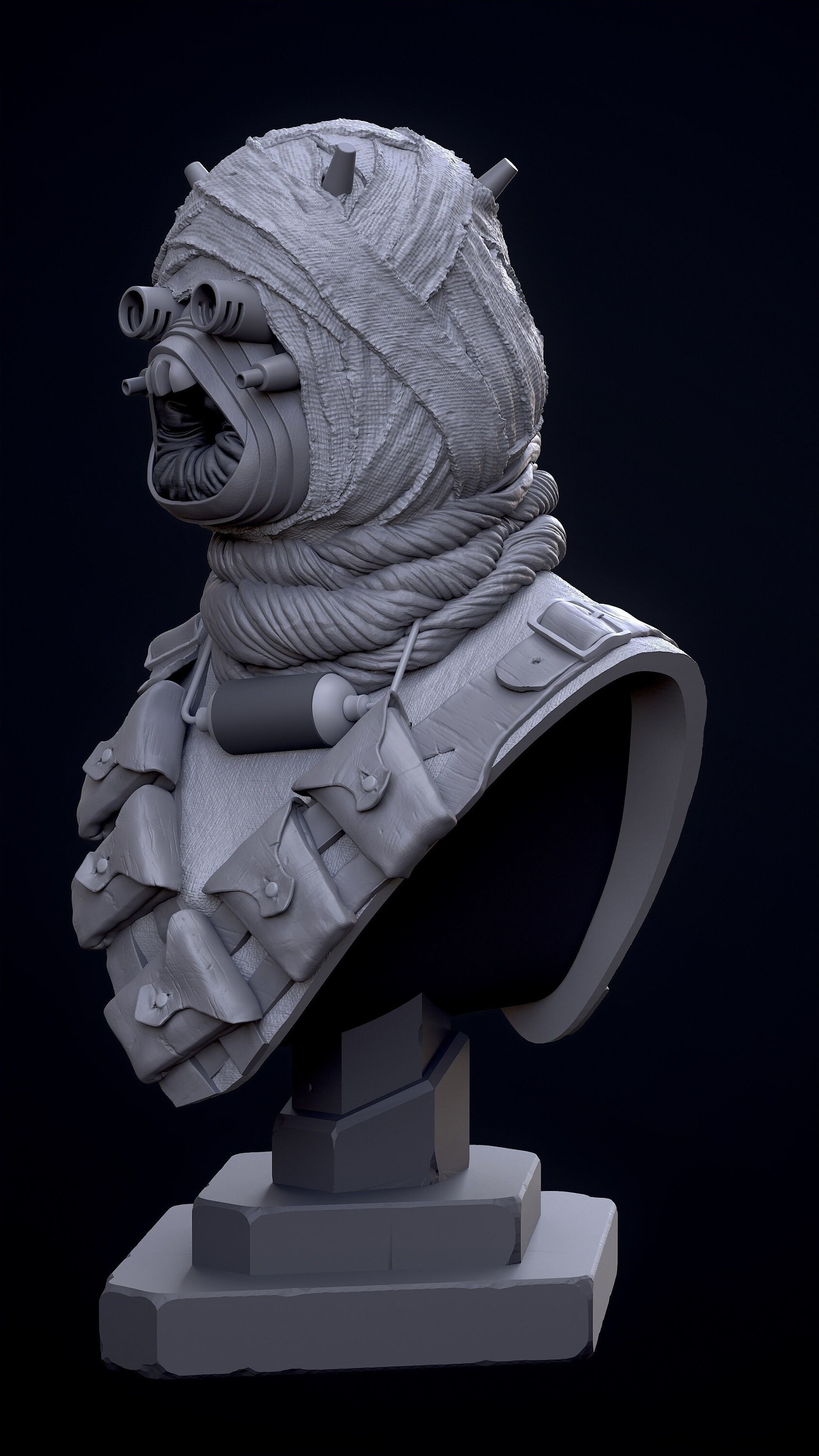 Tusken Raider From Star Wars 3D Printed Resin Bust in Gray, a Sculpture ...