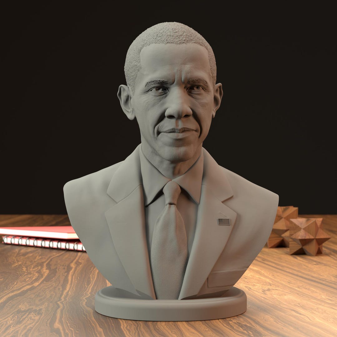 Barack Obama Bust, Politician, Sculpture, Bookshelf Decor, Gamer Gift ...