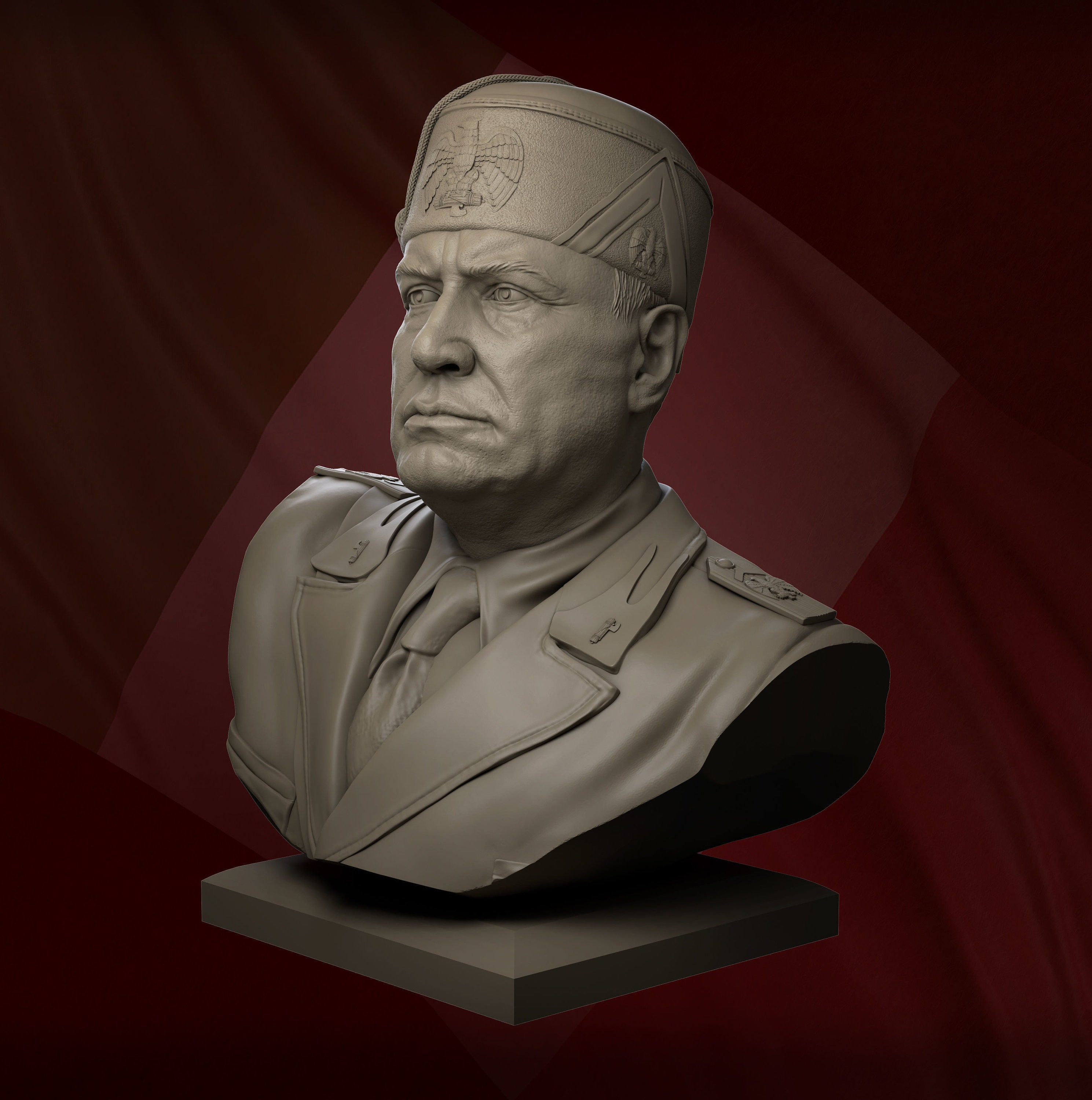 BENITO MUSSOLINI 3D Bust Sculpture, Italian Fascist Dictator Room ...