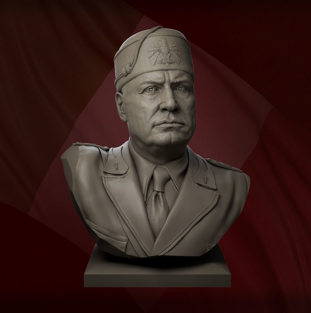 BENITO MUSSOLINI 3D Bust Sculpture, Italian Fascist Dictator Room ...