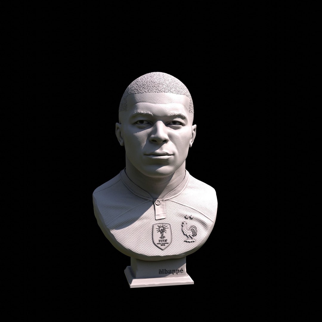 KYLIAN MBAPPE 3D Printed BUST Sculpture, Famous French Football Player ...