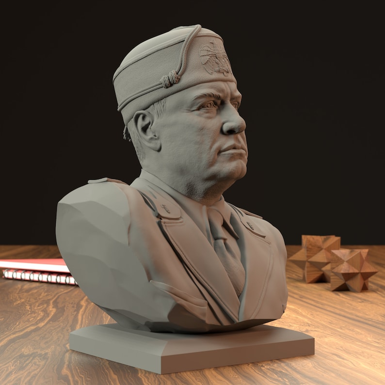 Benito Mussolini 3D Bust Sculpture, Italian Fascist Dictator Room ...
