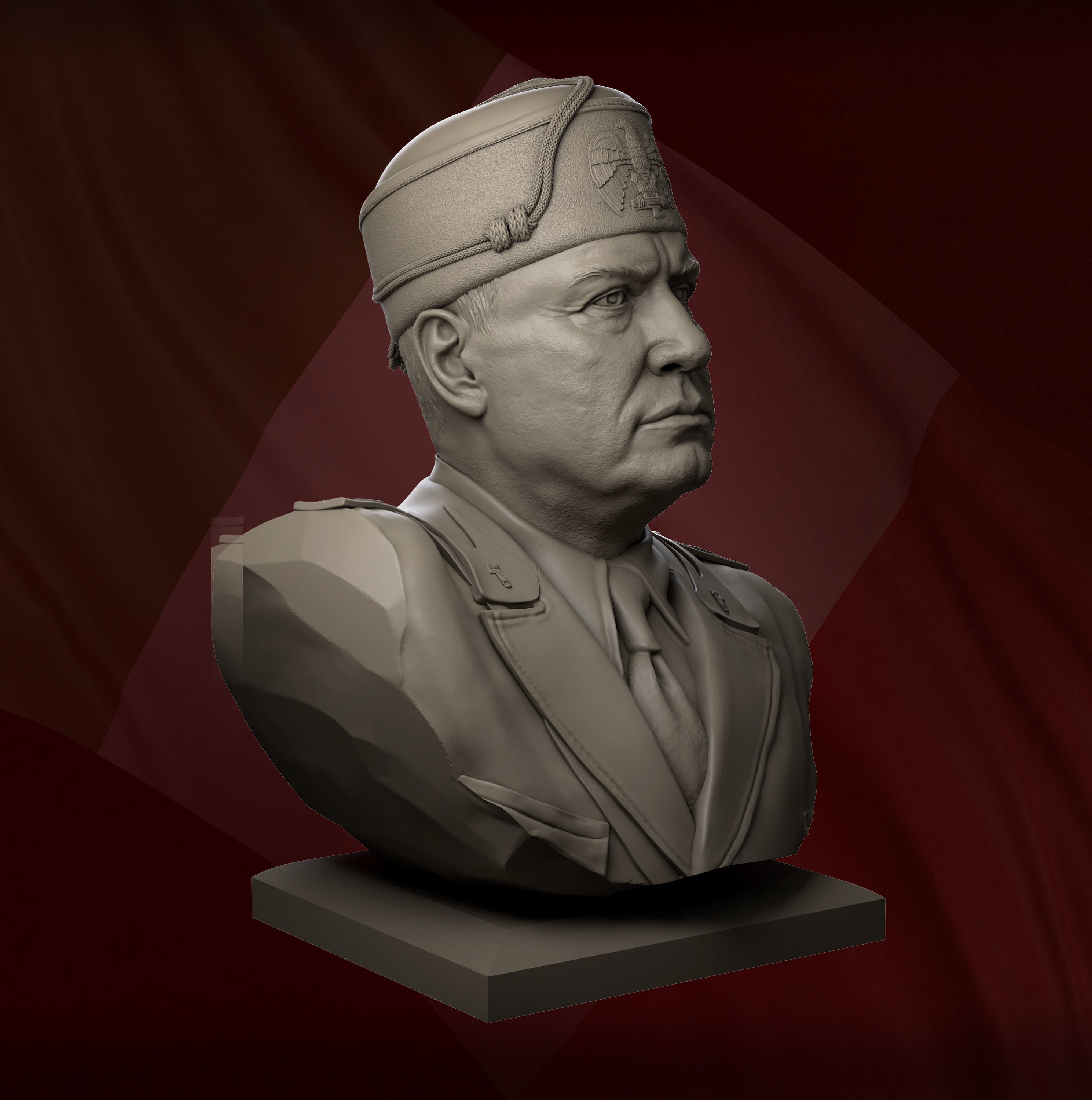 BENITO MUSSOLINI 3D Bust Sculpture, Italian Fascist Dictator Room ...