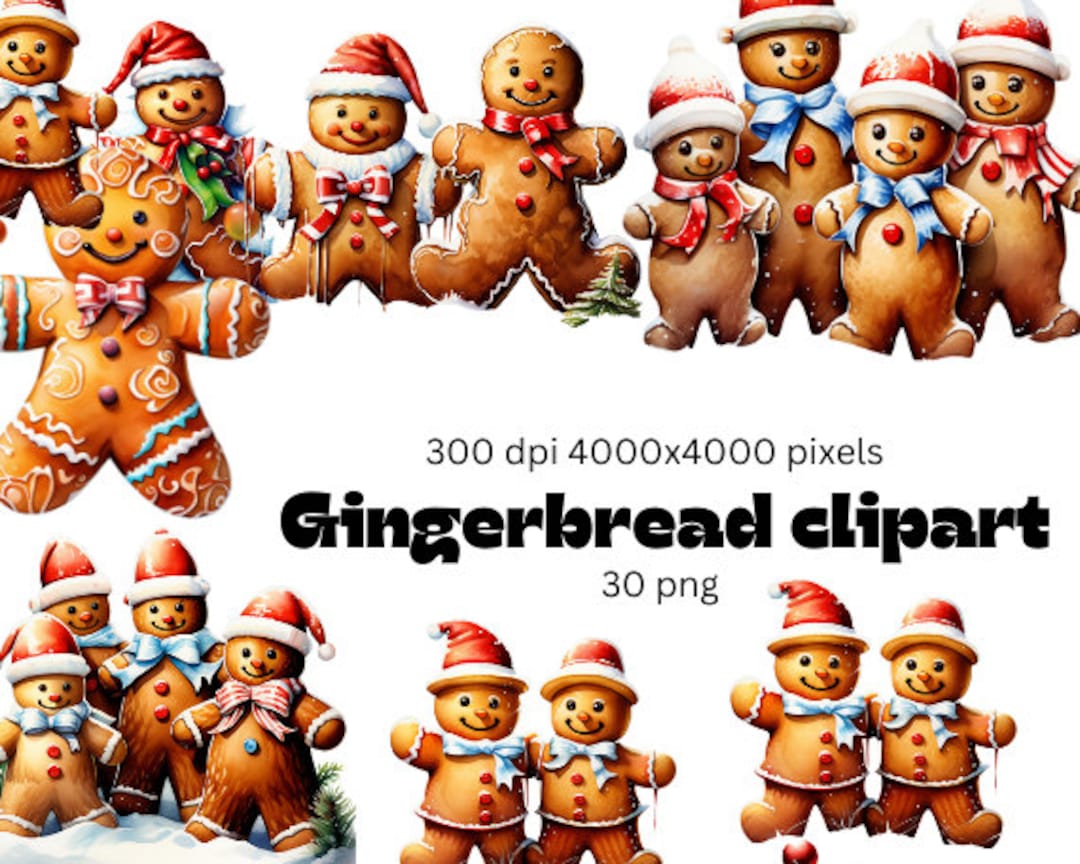 Gingerbread Clipartwatercolor Cute Gingerbread Clip Art for - Etsy