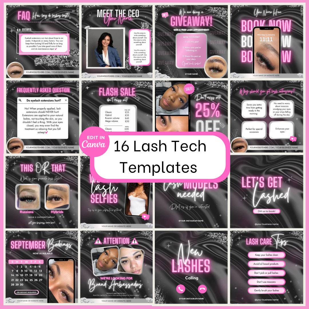 16 Lash Tech Templates for Small Businesses, Instagram Template for ...