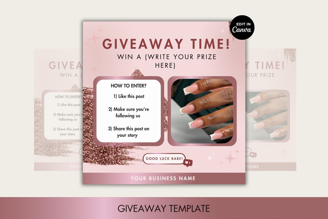 Editable Giveaway Template: Lashes, Nails, Makeup, Hair Business ...