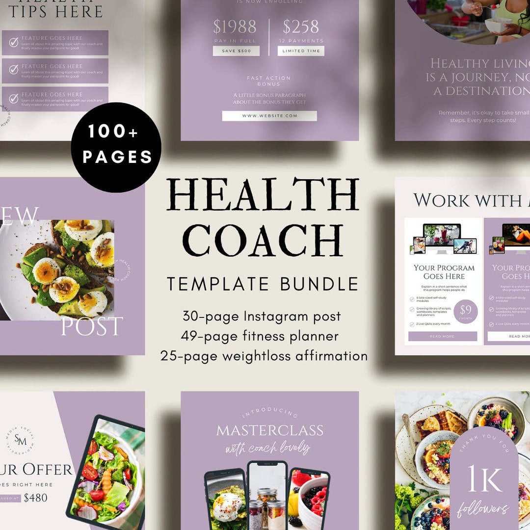 Health Coach Instagram Template digital Fitness - Etsy