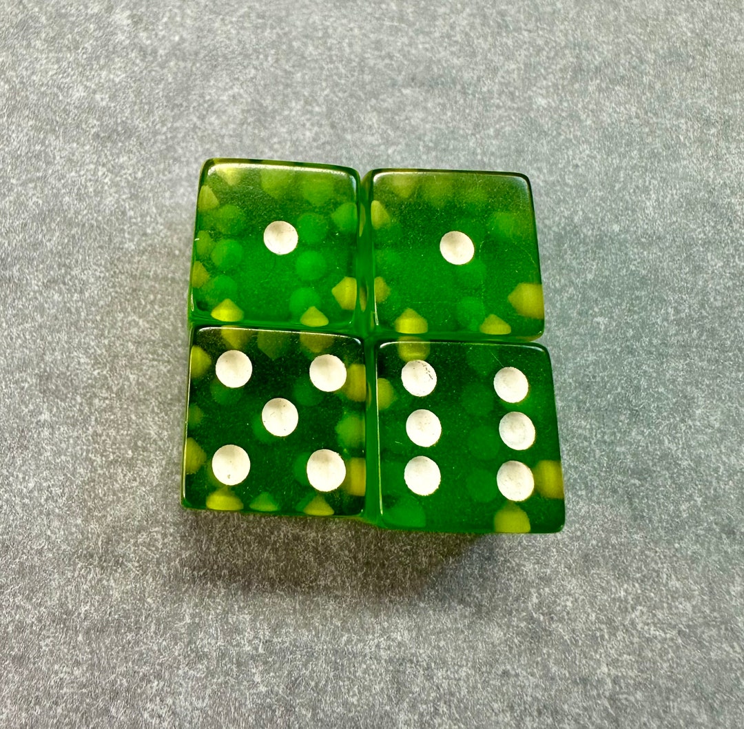 Vintage Translucent Bakelite Green Apple LOADED Dice. Set of 4 Dice, 2 ...