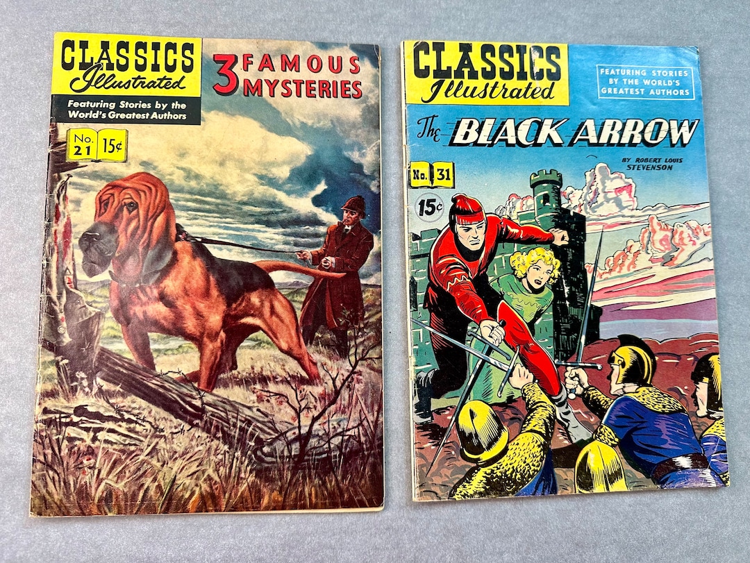 Vintage 1940s Classics Illustrated Comic Books With Famous Mysteries ...