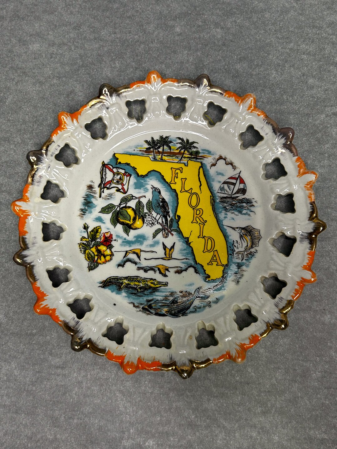 Florida State Plate, Souvenir Plate, State Souvenir, Cabin Decor, Wall ...