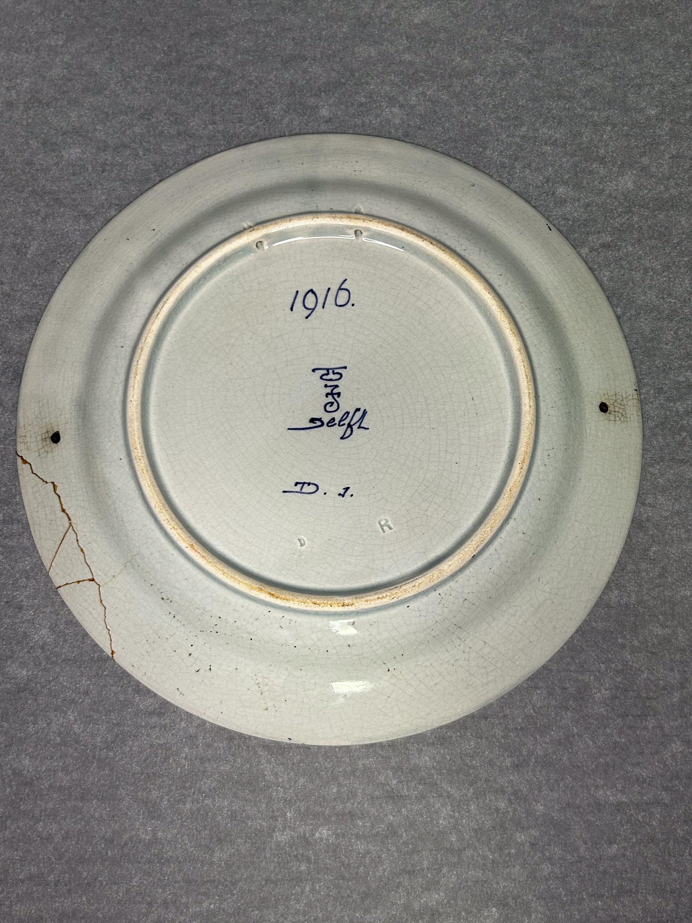Antique Royal Delft Blue Plate From 1916 repaired - Etsy
