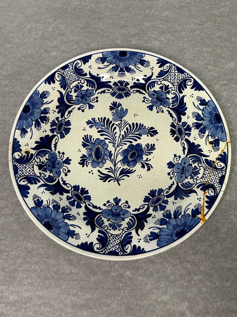 Antique Royal Delft Blue Plate From 1916 repaired - Etsy