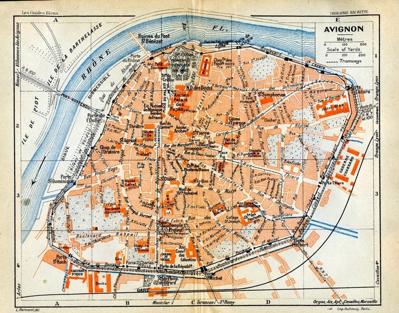 Maps, Vintage Maps, City Maps,avignon France - Etsy