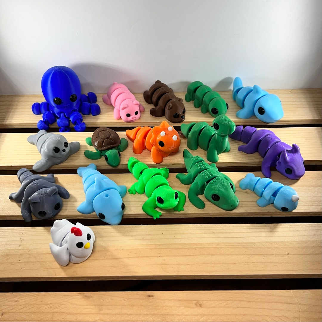 Baby Animal Chibi Fidget Toys 3D Printed, Articulated, Trinket, Gadget ...