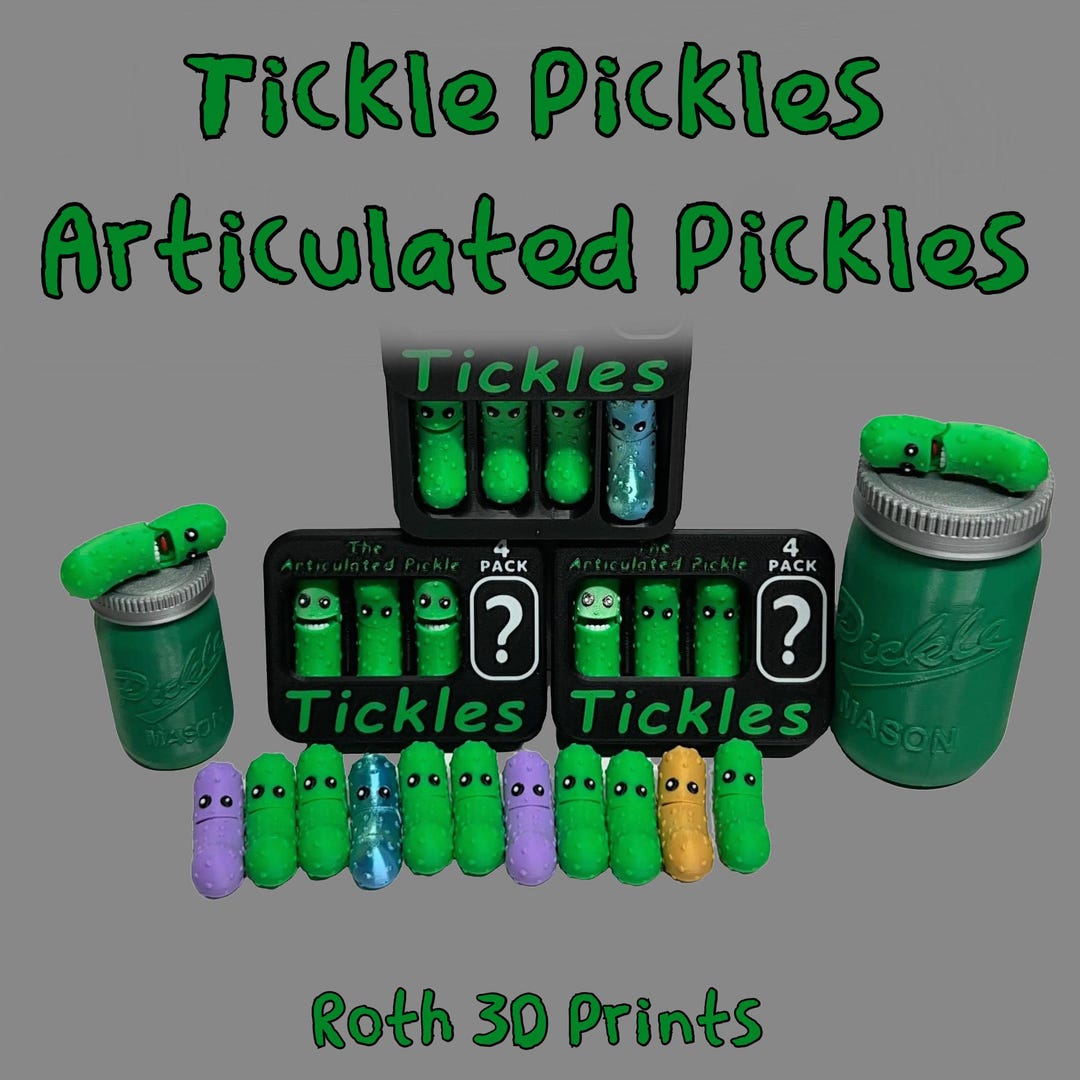 Tickle Pickles - 3D Printed Pickle Keychains / Fidgets / Food Decor ...