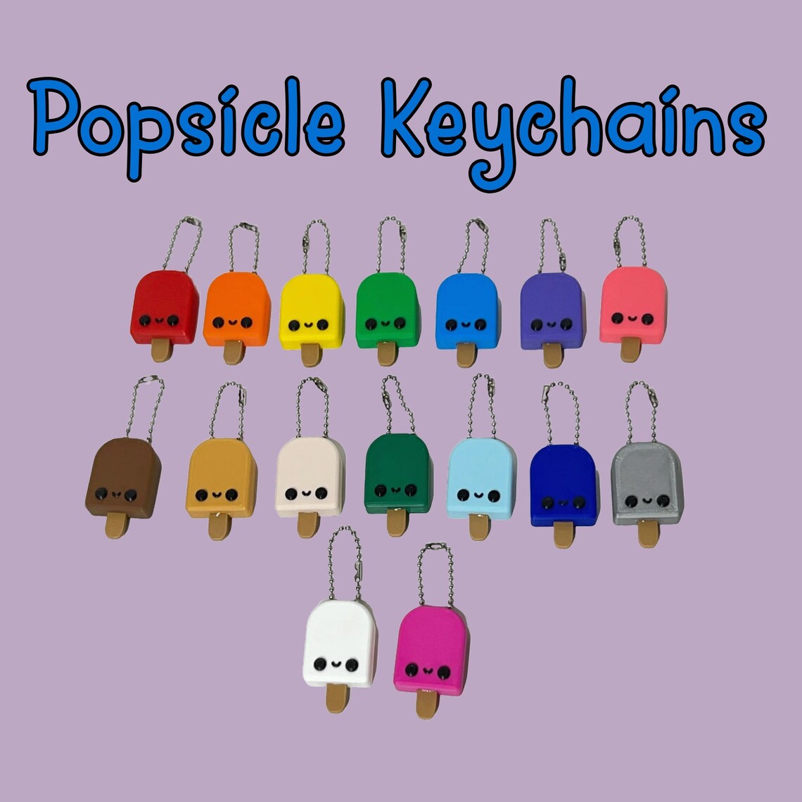 3D Printed Kawaii Popsicle Keychain | Kawaii Keychain | Popsicle ...