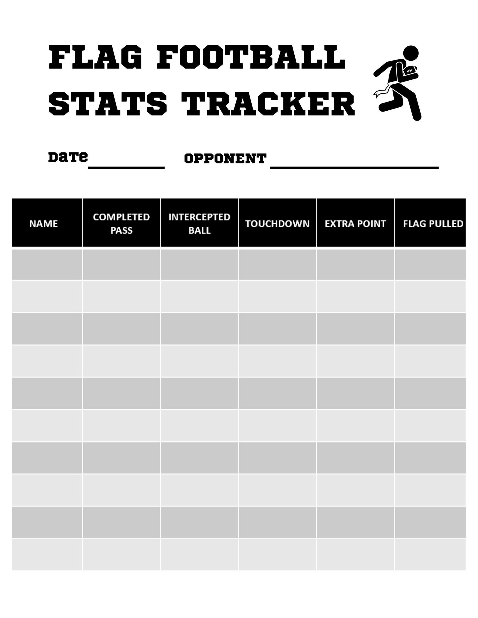 Flag Football Stat Tracker: for Coaches and Moms (digital Download) - Etsy