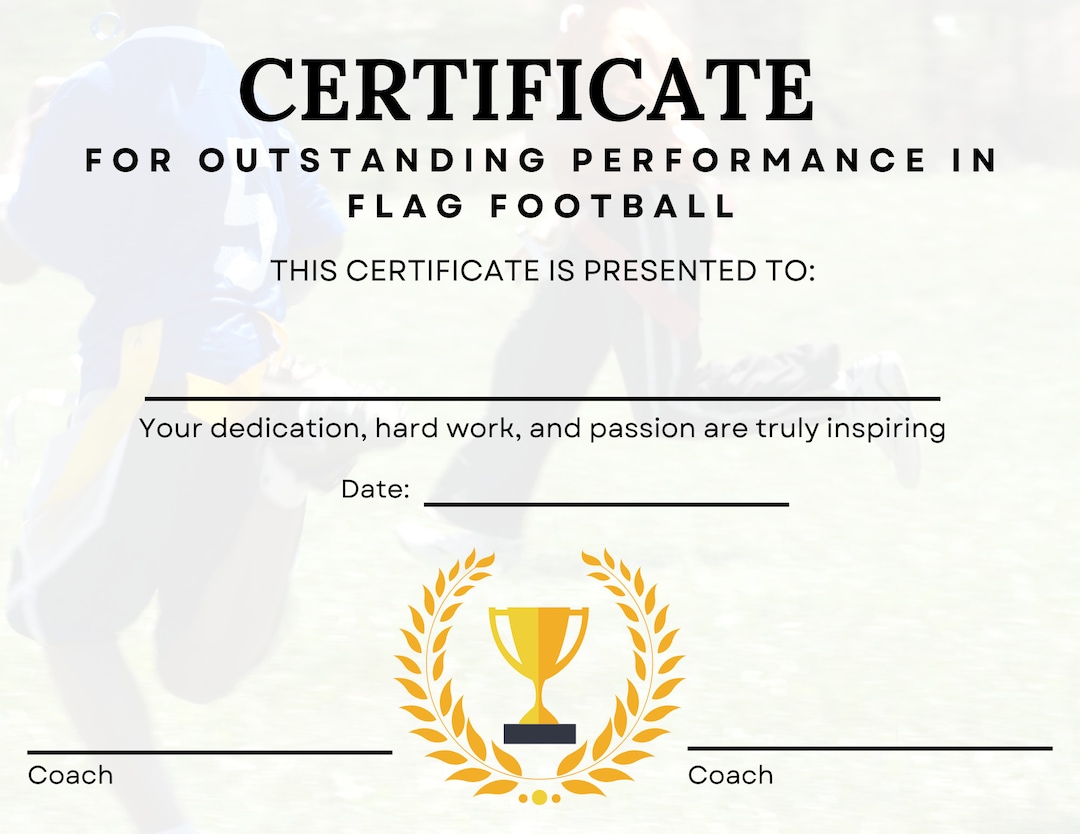 Flag Football Season Certificate - Digital Download - Etsy
