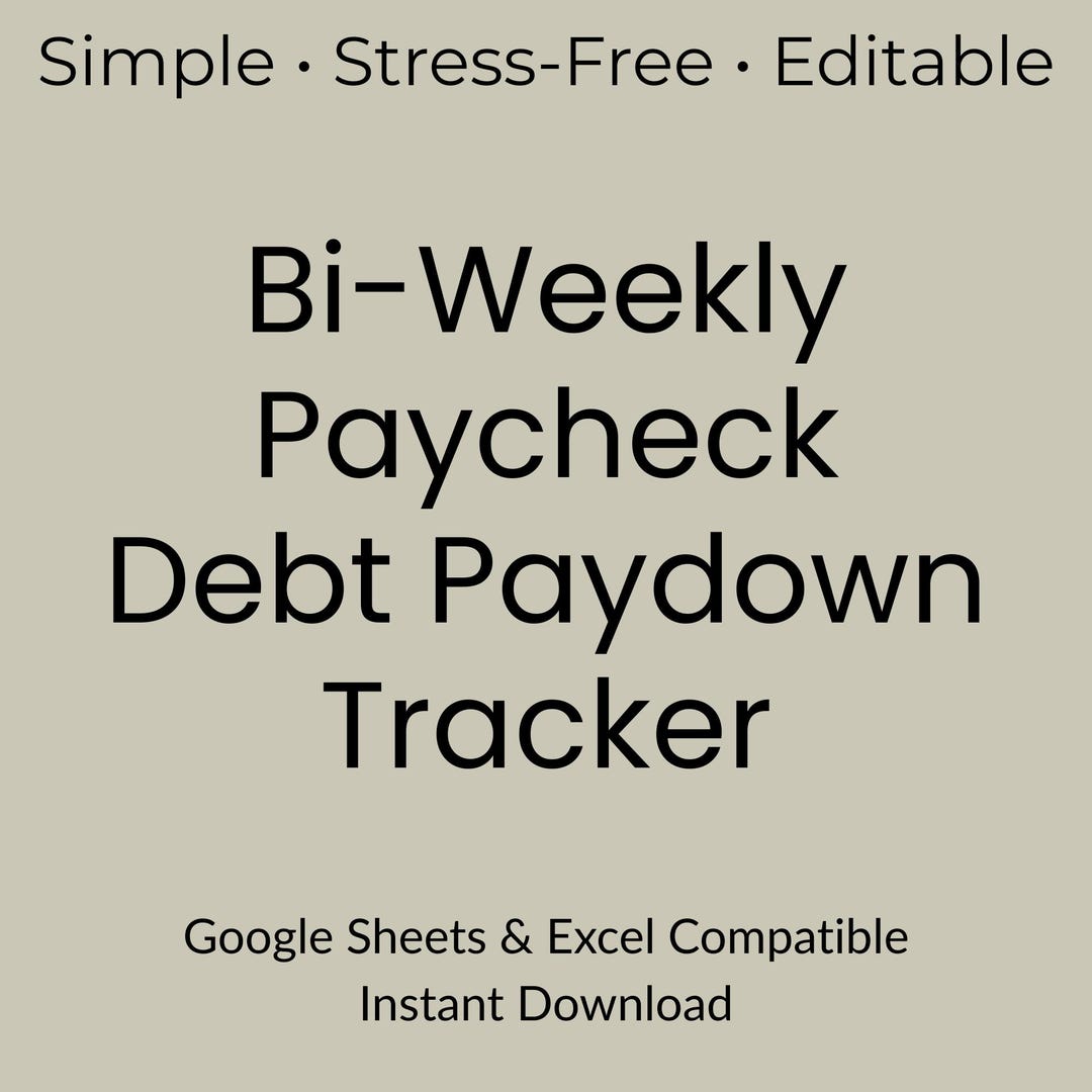 Bi-weekly Paycheck Debt Tracker | Simple Budget Spreadsheet | Credit ...