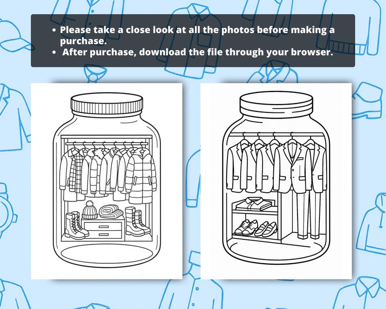 Jar Room Coloring Page: Men’s Fashion Wardrobe | Adult Line Art ...