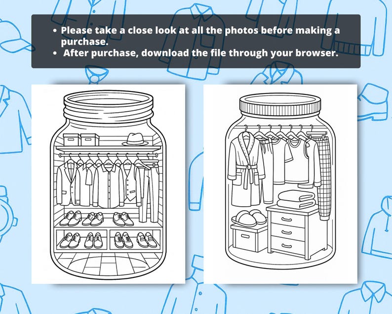 Jar Room Coloring Page: Men’s Fashion Wardrobe | Adult Line Art ...