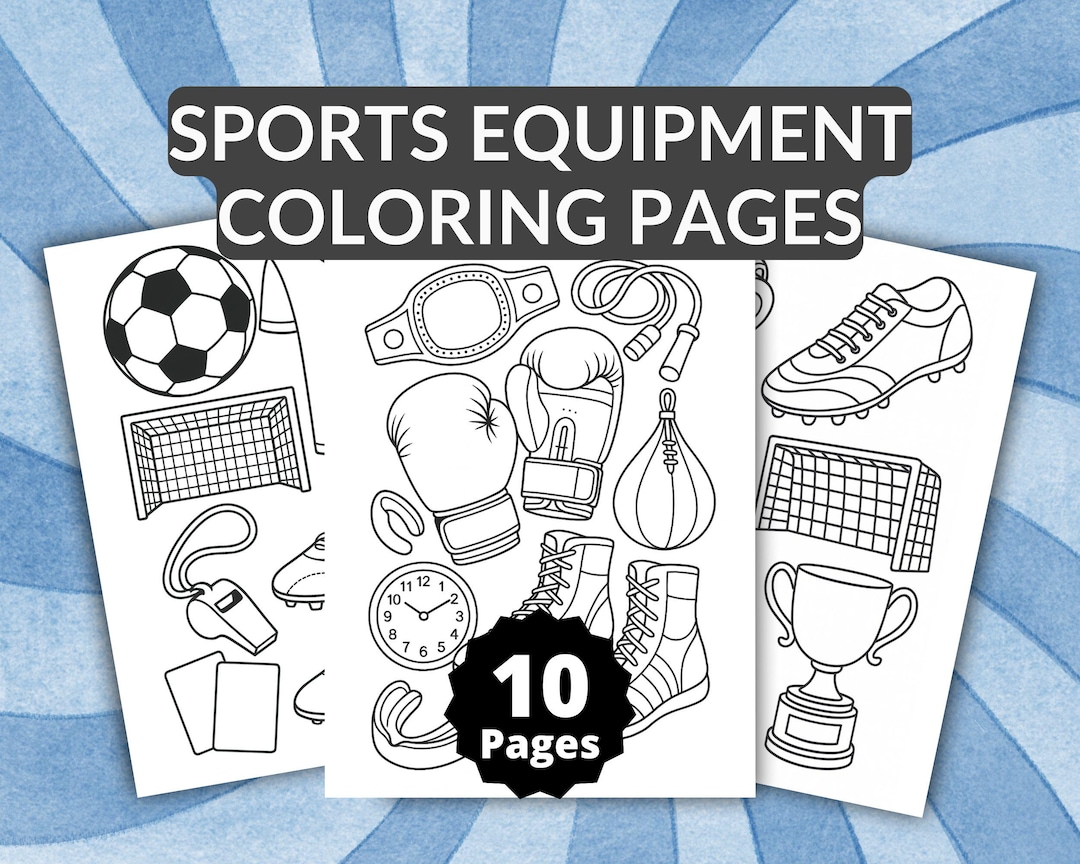 Sports Equipment Coloring Pages | Printable Athletic Activities Set - Etsy