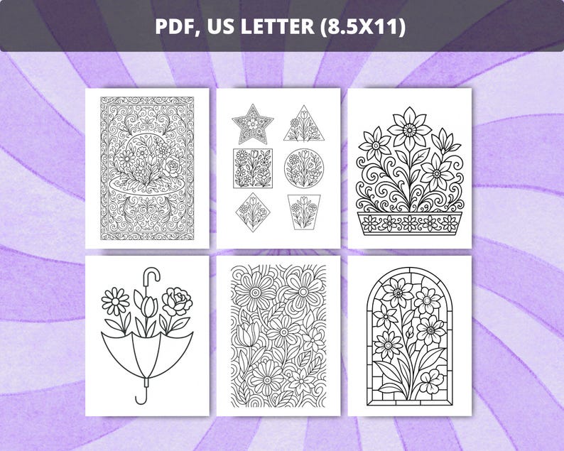 Fantasy Floral Coloring Pages for Women | Printable PDF | 12 Pages - Etsy
