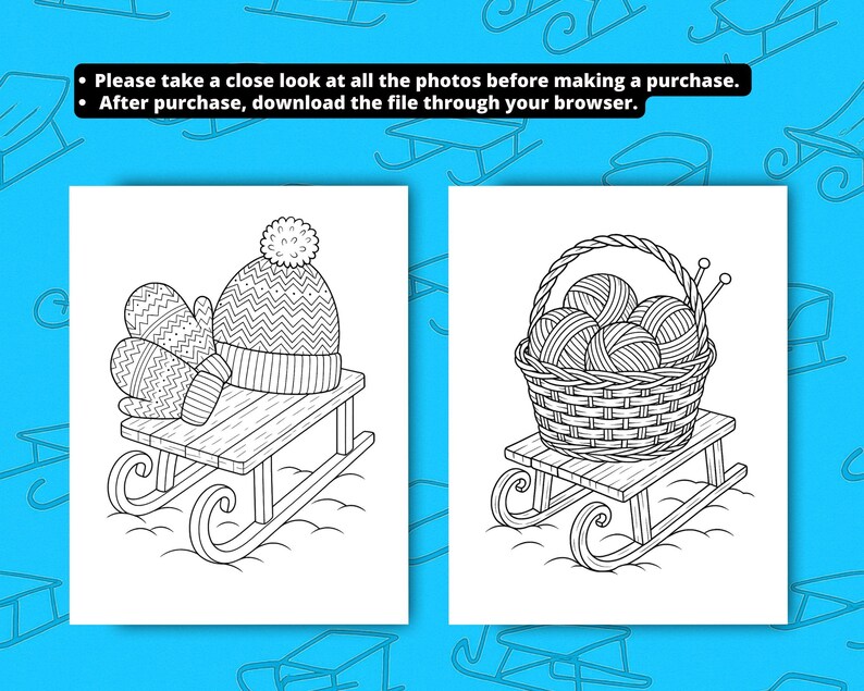 Winter Sled Scene Coloring Page | PDF Printable Art - Etsy