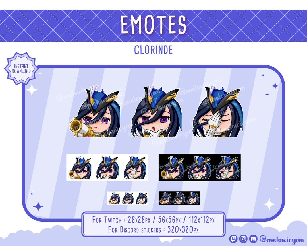 Twitch and Discord Clorinde Emotes From Genshin Impact - Etsy