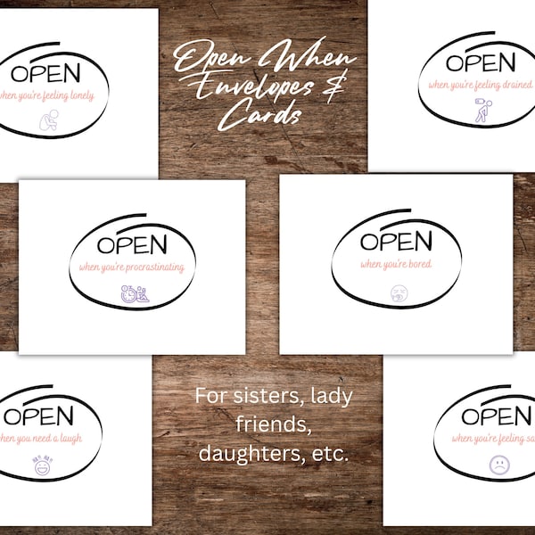 Open When Envelopes W/notecards for Sisters, Open When Best Friends ...
