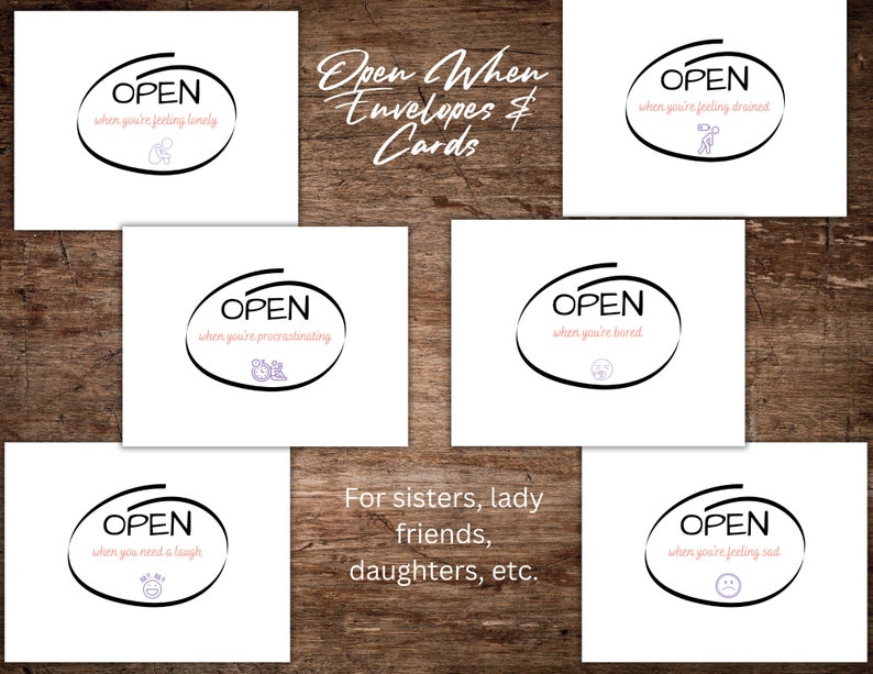 Open When Envelopes W/notecards for Sisters, Open When Best Friends ...