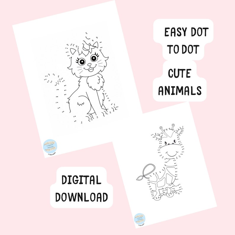Printable Dot-to-dot Pages for Kids, Connect the Dots and Colour, Cute ...