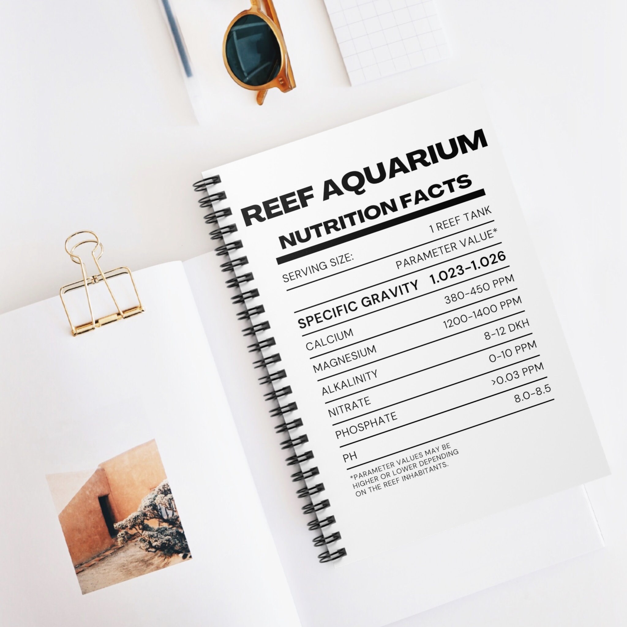 Tank Log, Reef Nutrition Facts Spiral Notebook Ruled Line, Coral Reef ...