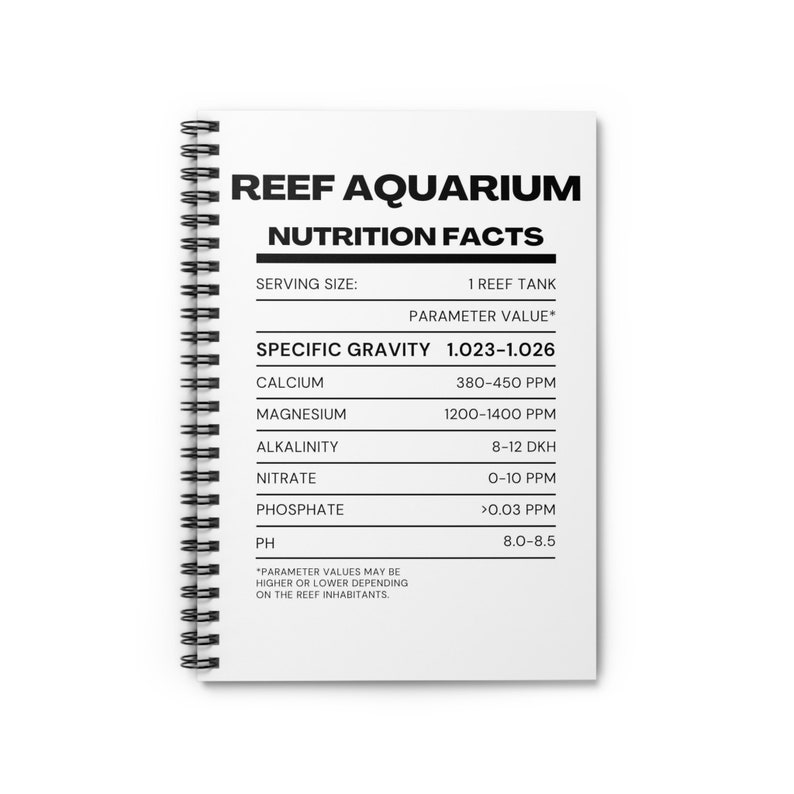 Tank Log, Reef Nutrition Facts Spiral Notebook - Ruled Line, Coral Reef ...