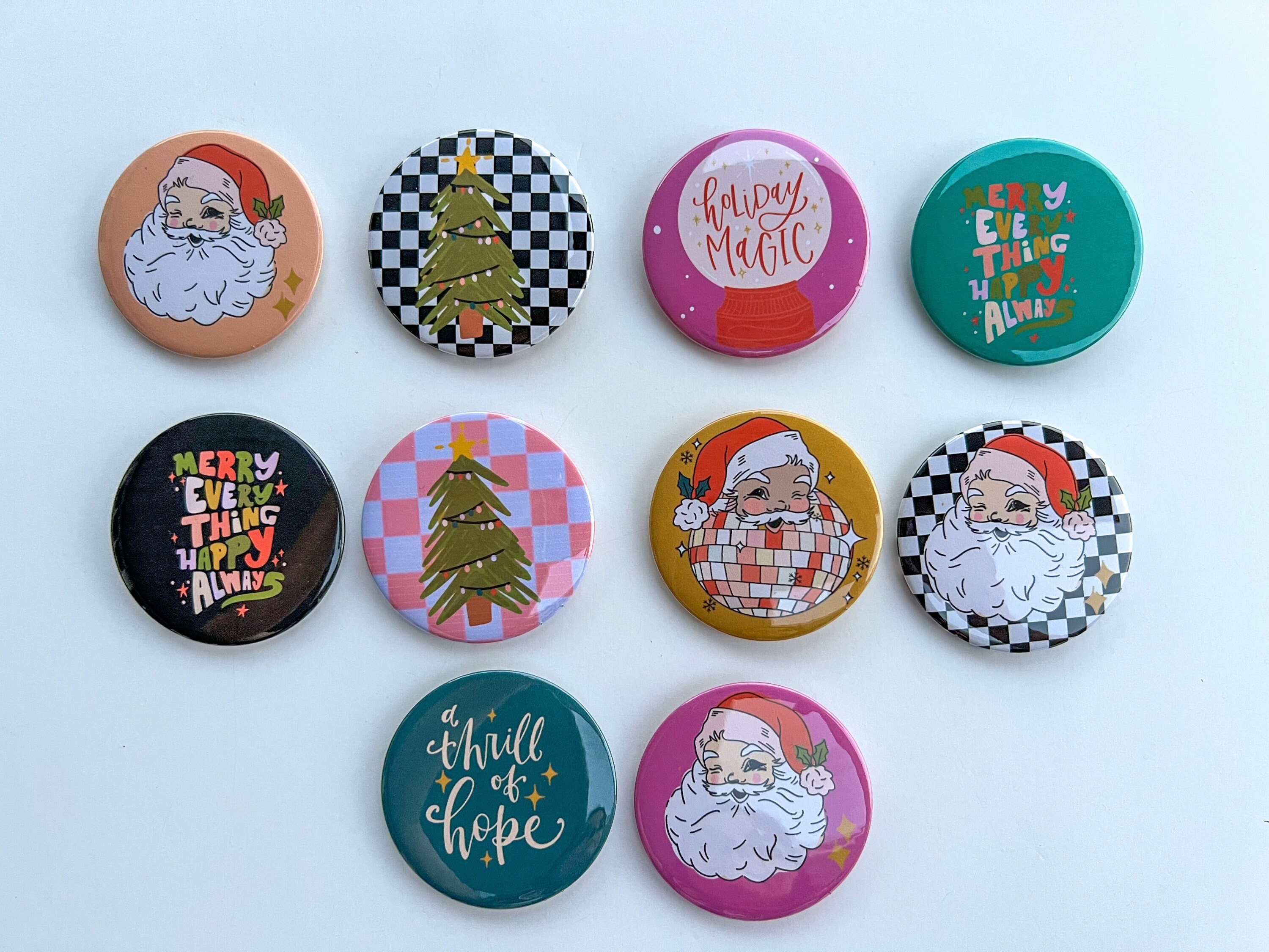Christmas Button Pins and Magnets, Holiday Designs (2 Inch) - Etsy