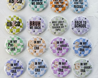 Back to School Teacher and Student Button Pins / Magnets - Etsy