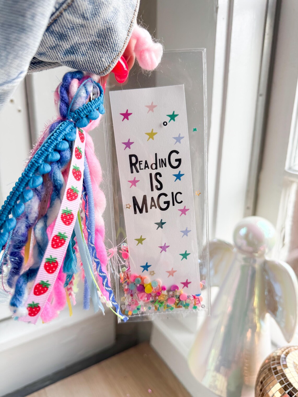Reading is Magic Shaker Bookmark: Stars & Confetti With Yarn Tassel - Etsy