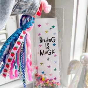 Reading is Magic Shaker Bookmark: Stars & Confetti With Yarn Tassel - Etsy