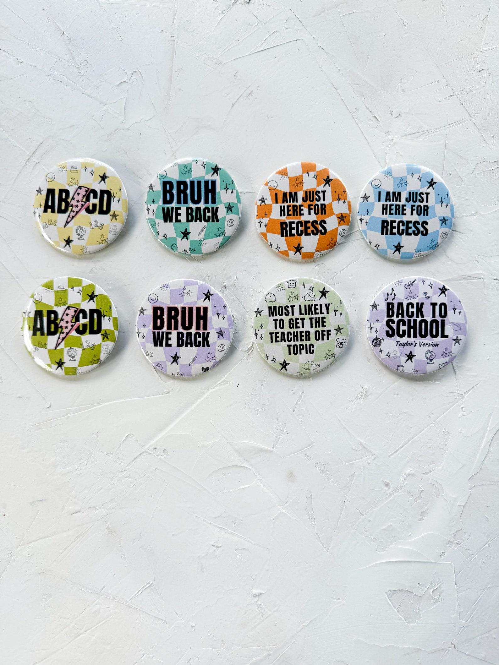 Back to School Teacher and Student Button Pins CHECKERED / Magnets - Etsy