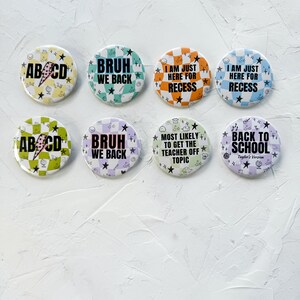 Back to School Teacher and Student Button Pins CHECKERED / Magnets - Etsy