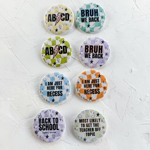 Back to School Teacher and Student Button Pins CHECKERED / Magnets - Etsy