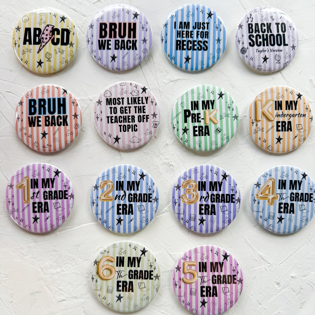 Back to School Teacher and Student Button Pins STRIPED/ Magnets - Etsy