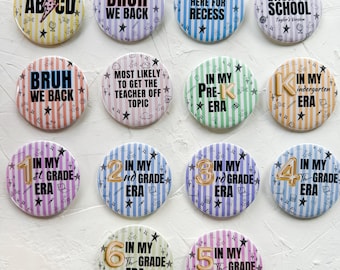 Back to School Teacher and Student Button Pins CHECKERED / Magnets - Etsy