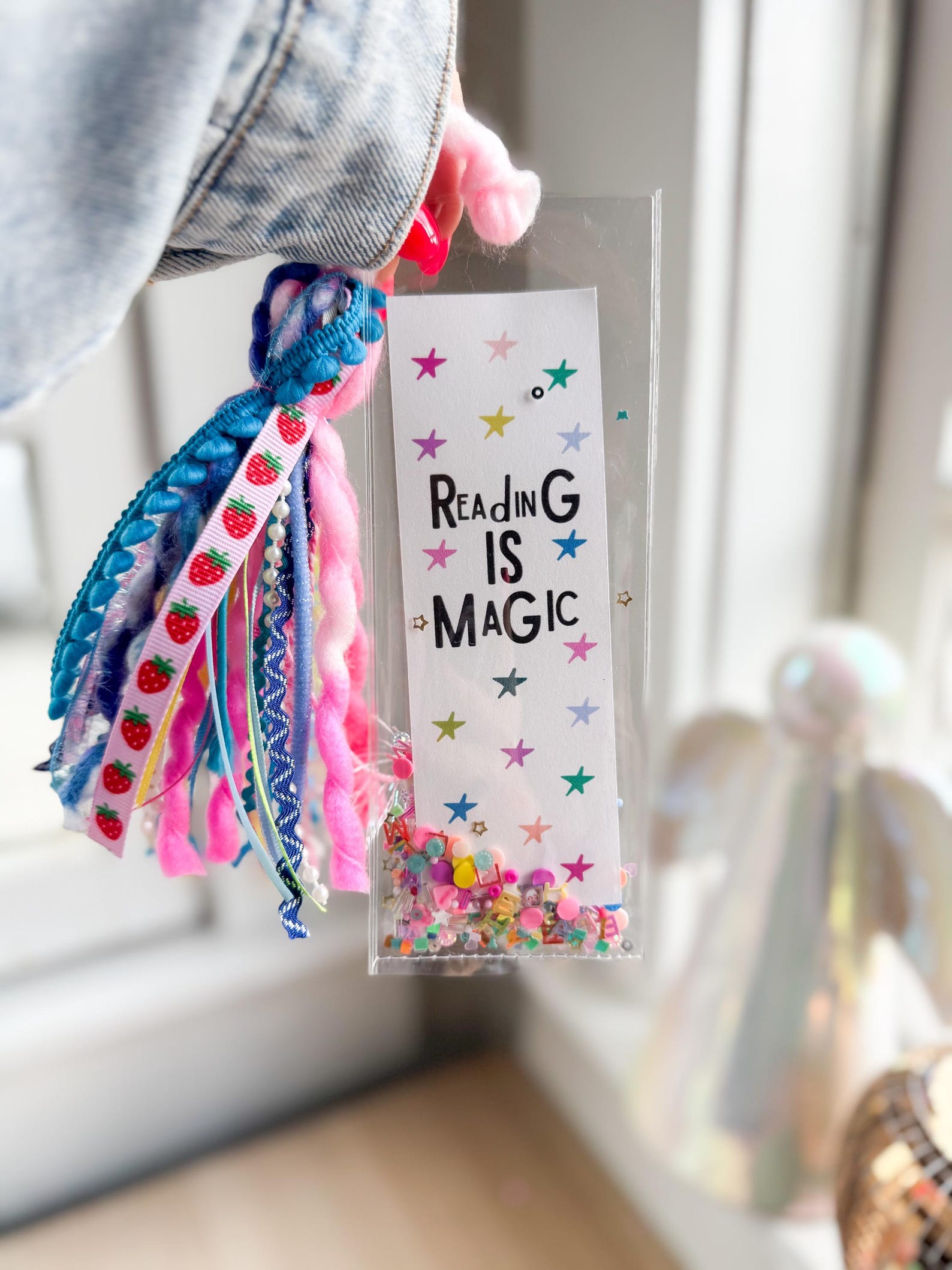 Reading is Magic Shaker Bookmark: Stars & Confetti With Yarn Tassel - Etsy
