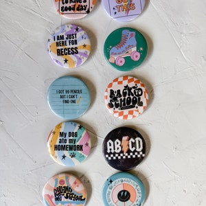 Back to School Teacher and Student Button Pins / Magnets - Etsy