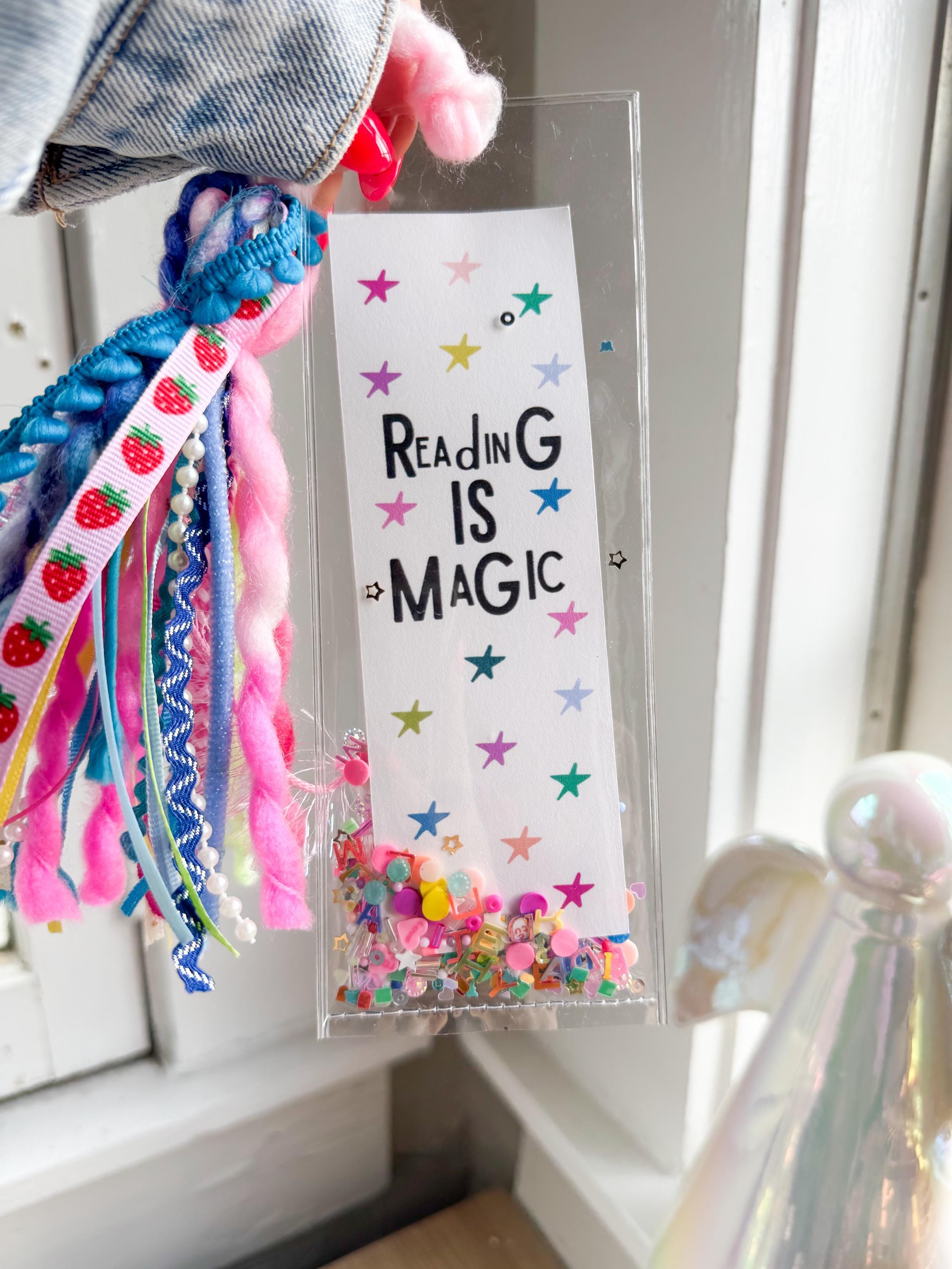 Reading is Magic Shaker Bookmark: Stars & Confetti With Yarn Tassel - Etsy